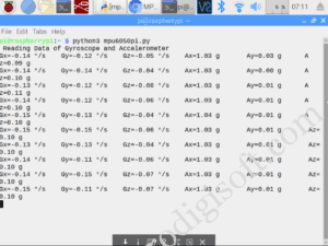 MPU6050 Sensor Interfacing with Raspberry Pi