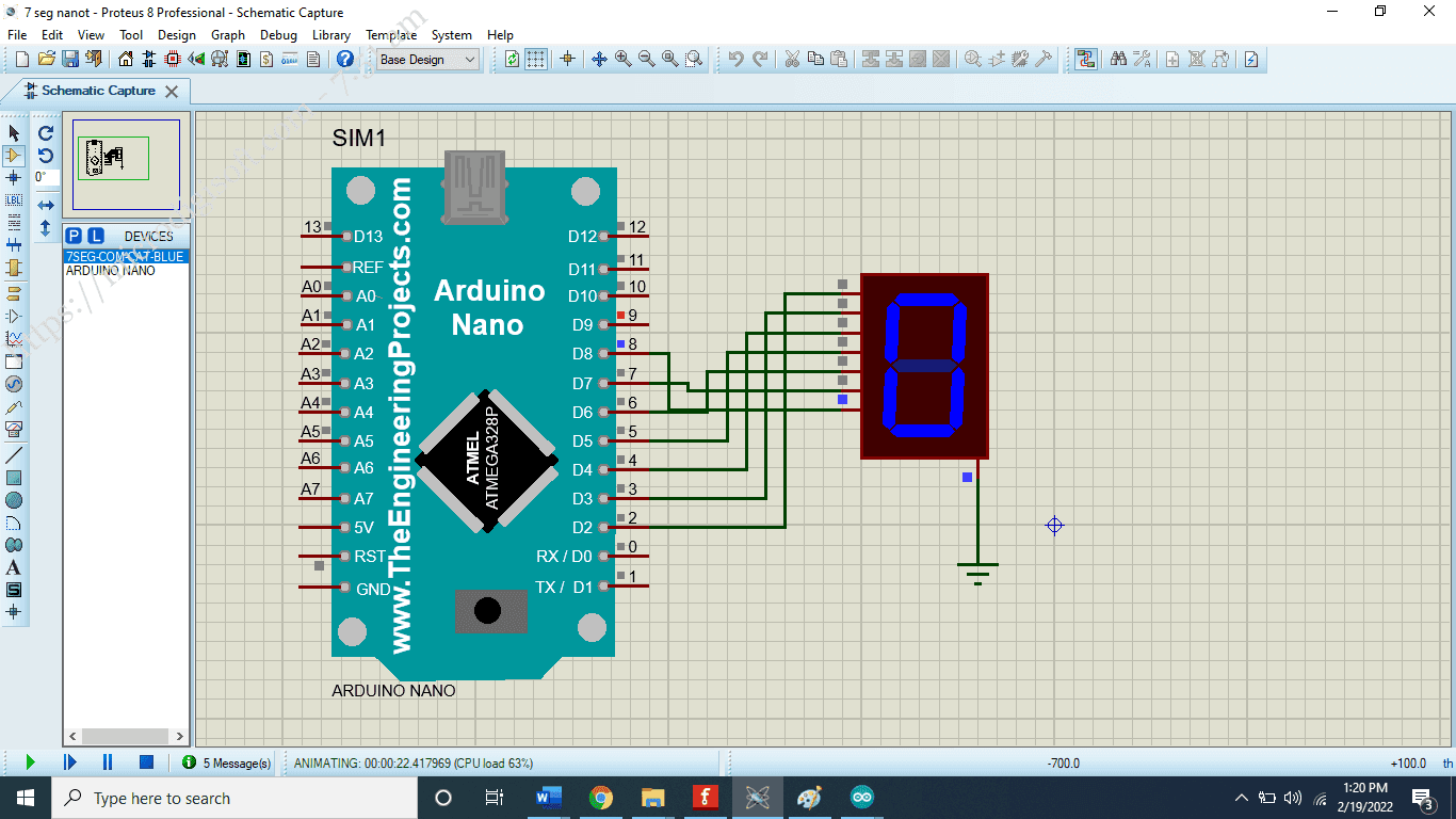Interfacing Of 7 Segment On Arduino Nano In Proteus