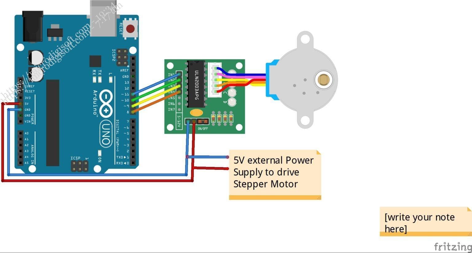 Interfacing 28BYJ-48 Stepper Motor and ULN2003 with Arduino