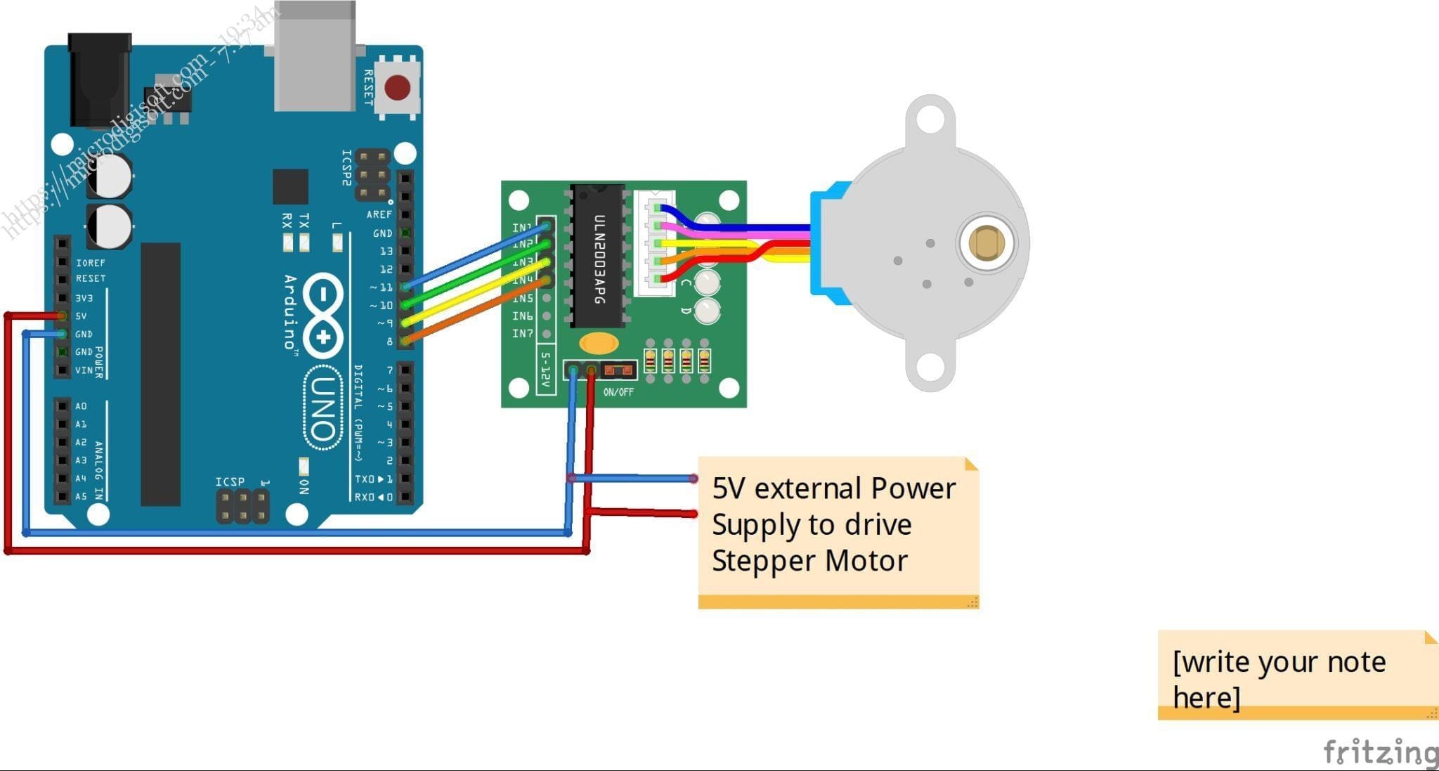 Interfacing 28BYJ-48 Stepper Motor and ULN2003 with Arduino