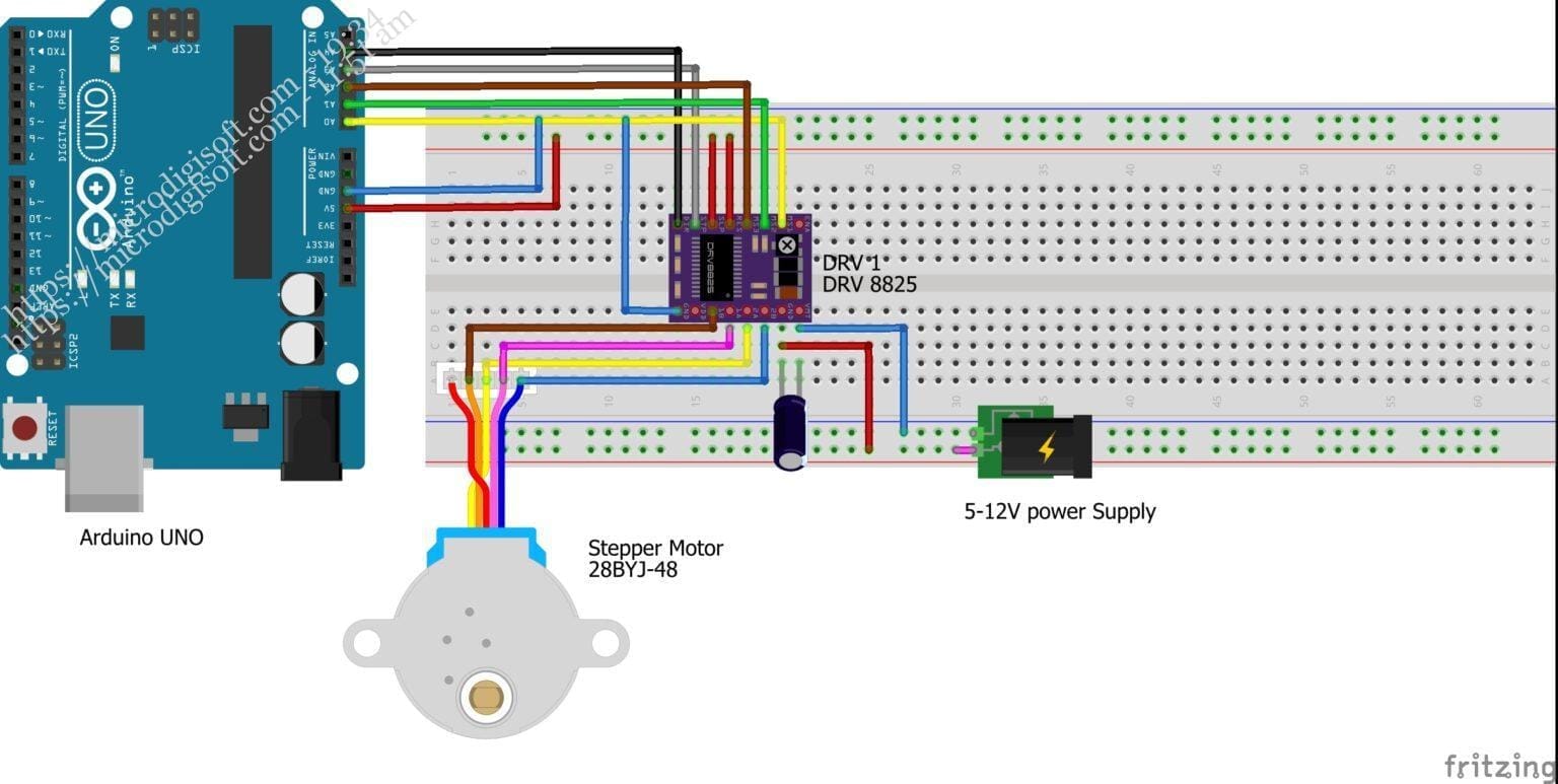 DRV8825 Motor Driver and 28BYJ-48 Stepper Motor With Arduino