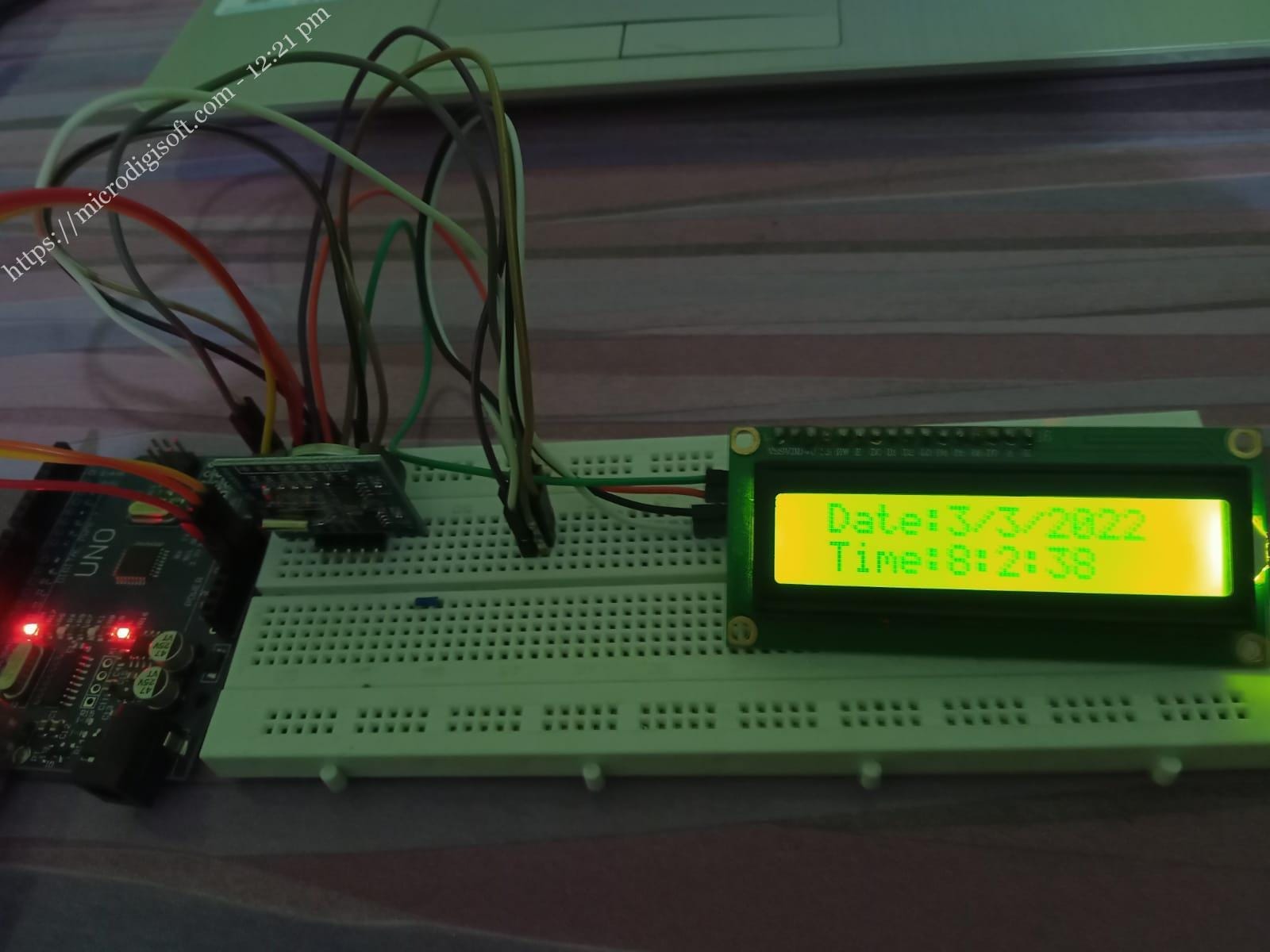 Interfacing RTC DS1307-AT24C32 EEPROM-I2C-LCD with Arduino