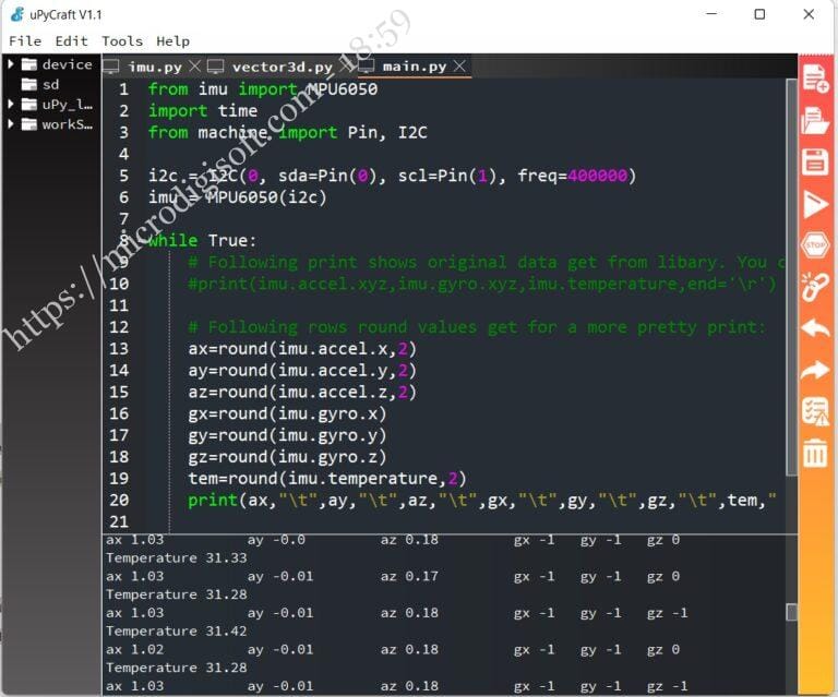 MPU6050 with Raspberry Pi Pico Using MicroPython