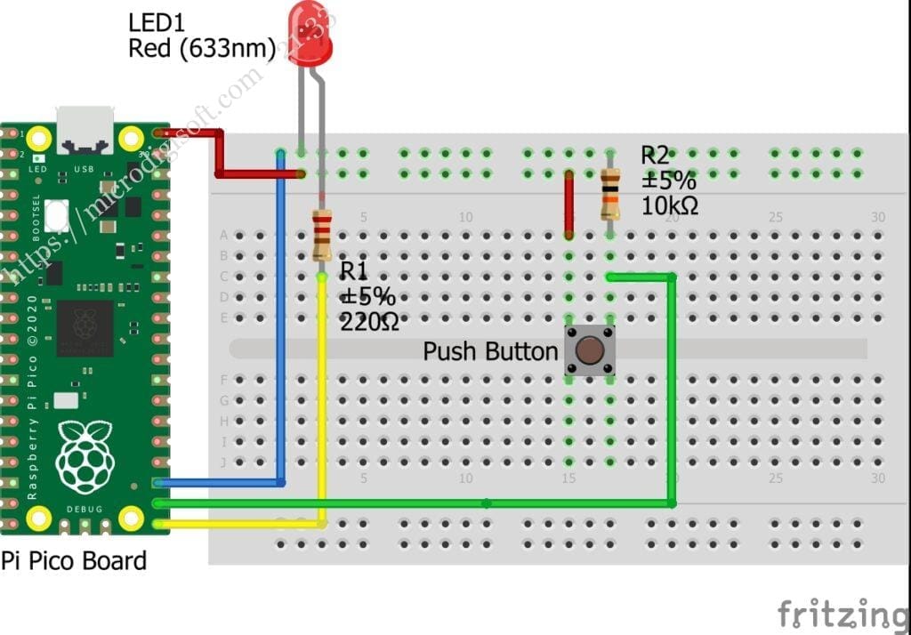 Interface Push Button With Raspberry Pi Pico And Control Led