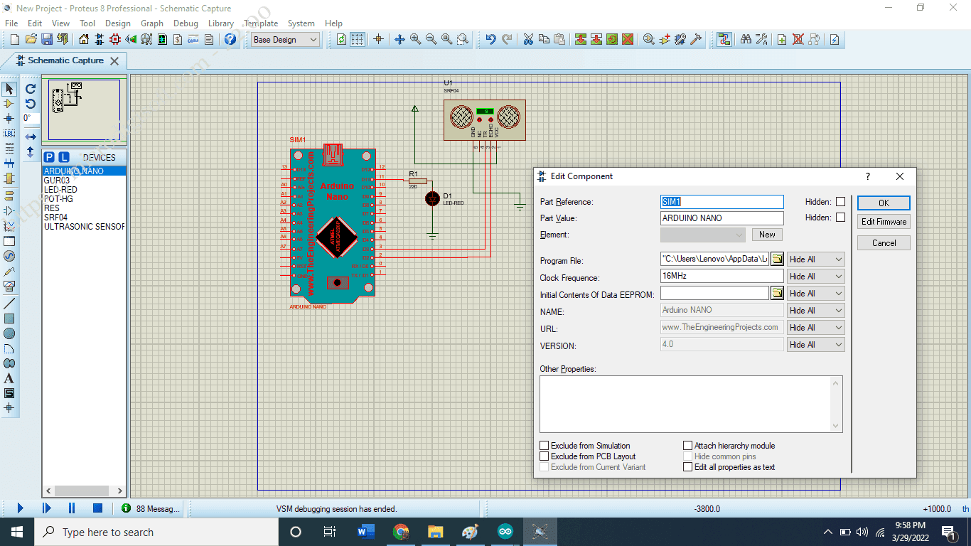 How To Simulate Hc Sr04 With Arduino Nano In Proteus