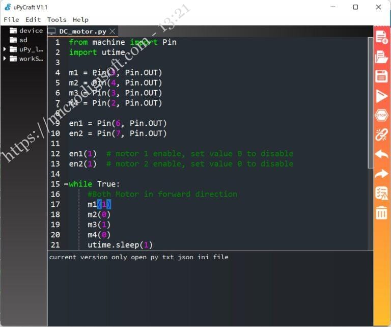 Control DC Motor Using L298N H-Bridge – Raspberry Pi Pico