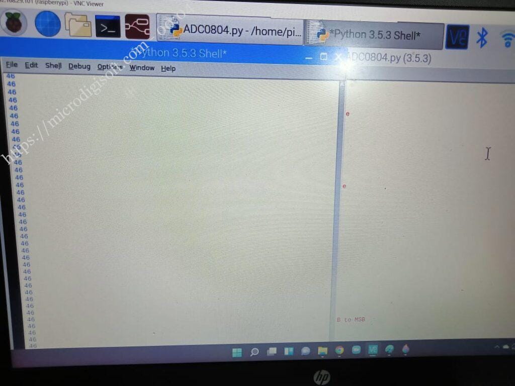ADC with Raspberry Pi3 using ADC0804 Module