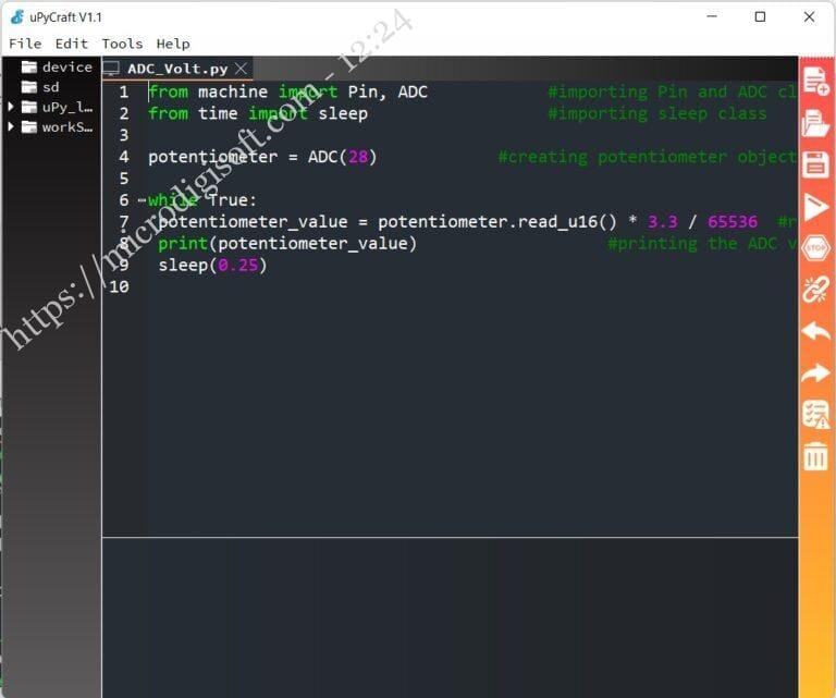 ADC with Raspberry Pi Pico using MicroPython