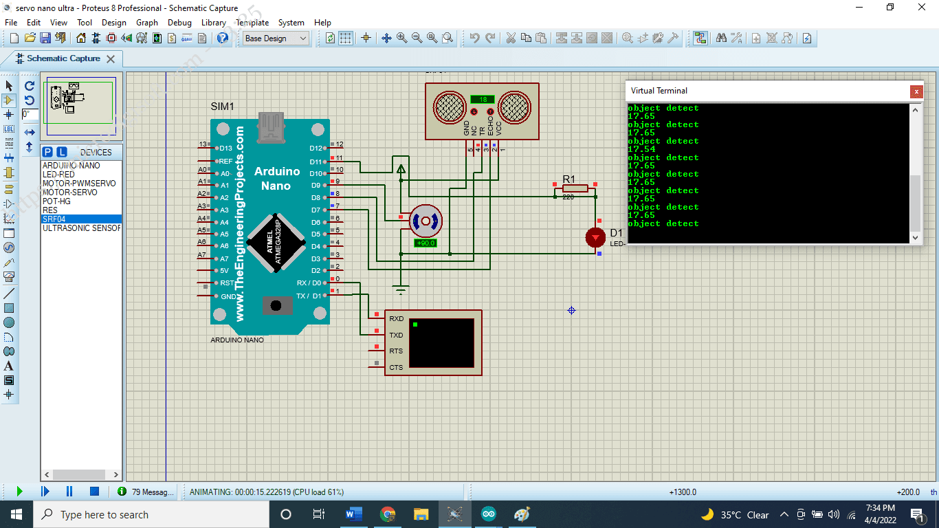 Control Servo Motor with HC-SR04 Sensor in Arduino Nano