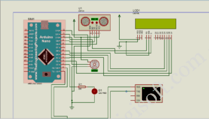 Ultrasonic sensor Servo Motor and 16×2 LCD in Arduino