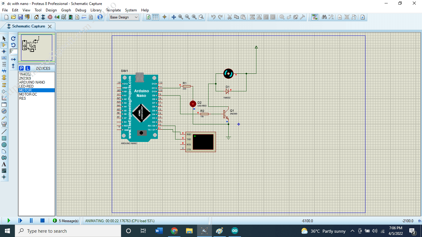 How To Control Dc Motor With Arduino Nano In Proteus