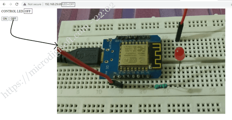 Wemos D1 Mini-ESP8266 As a Web-Controlled LED