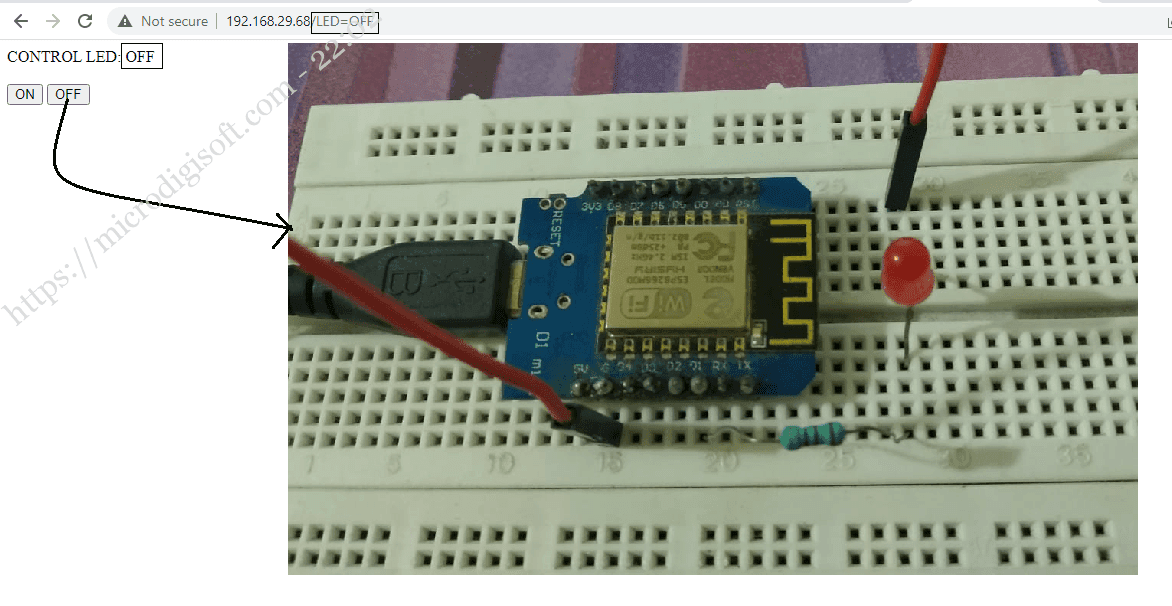 Wemos D1 Mini-ESP8266 As a Web-Controlled LED