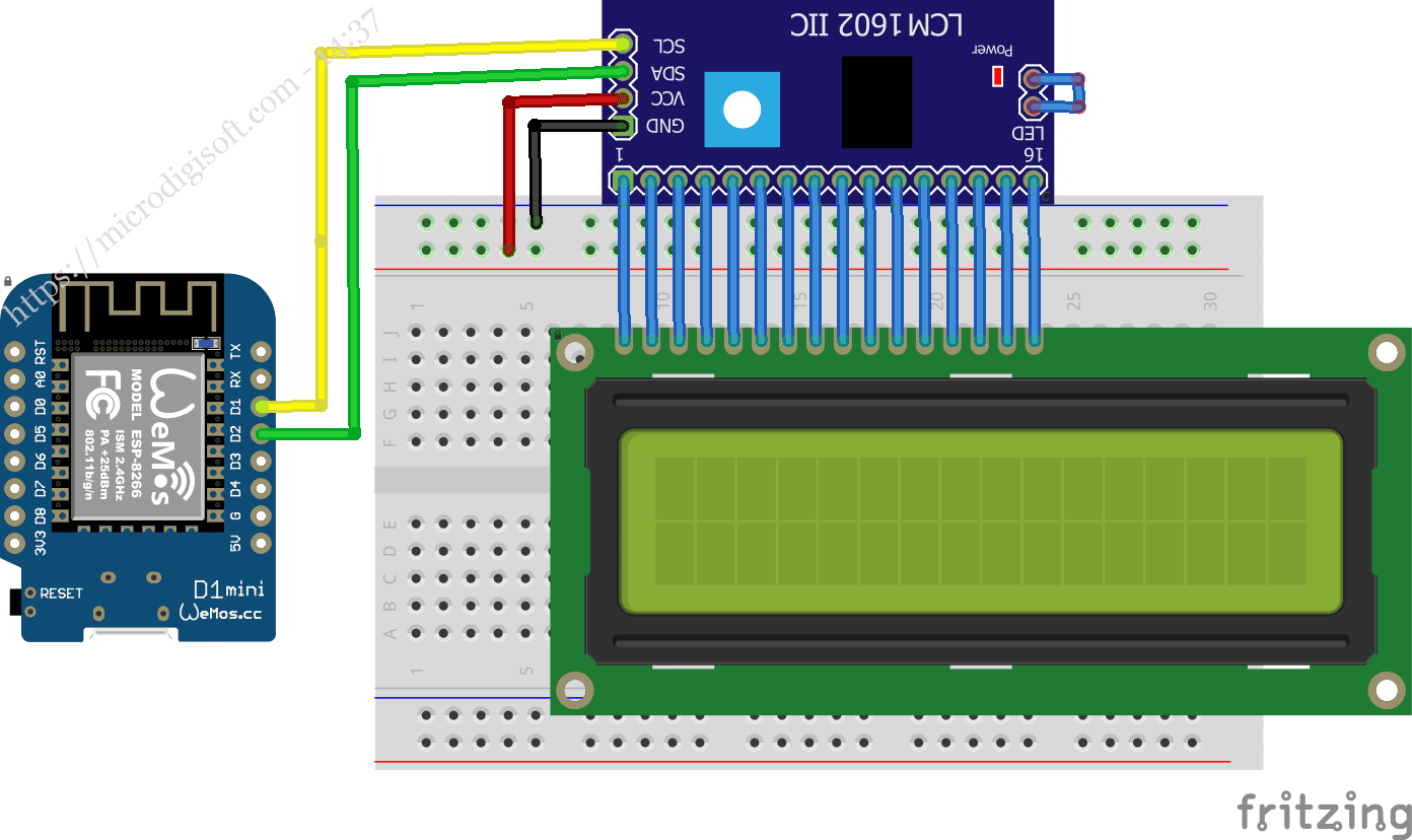How to Use I2C LCD with ESP8266-WeMos D1 Mini