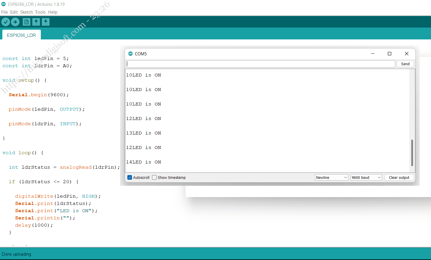 WeMos D1 Mini Control LED with LDR | microdigisoft.com