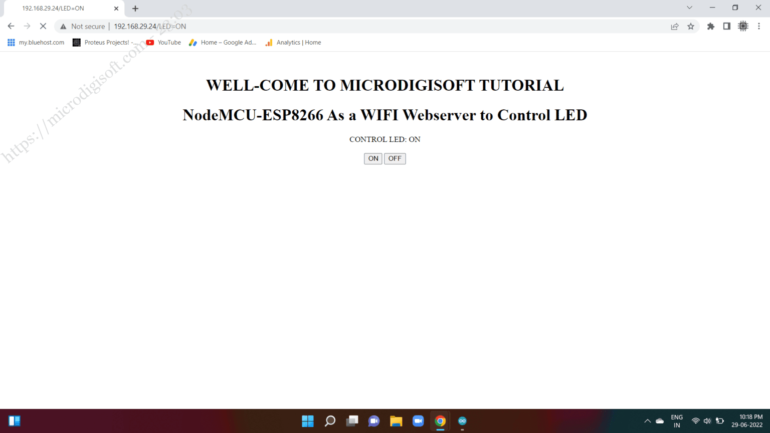 ESP8266-NodeMCU Web Server to Control LED from Webpage | microdigisoft.com