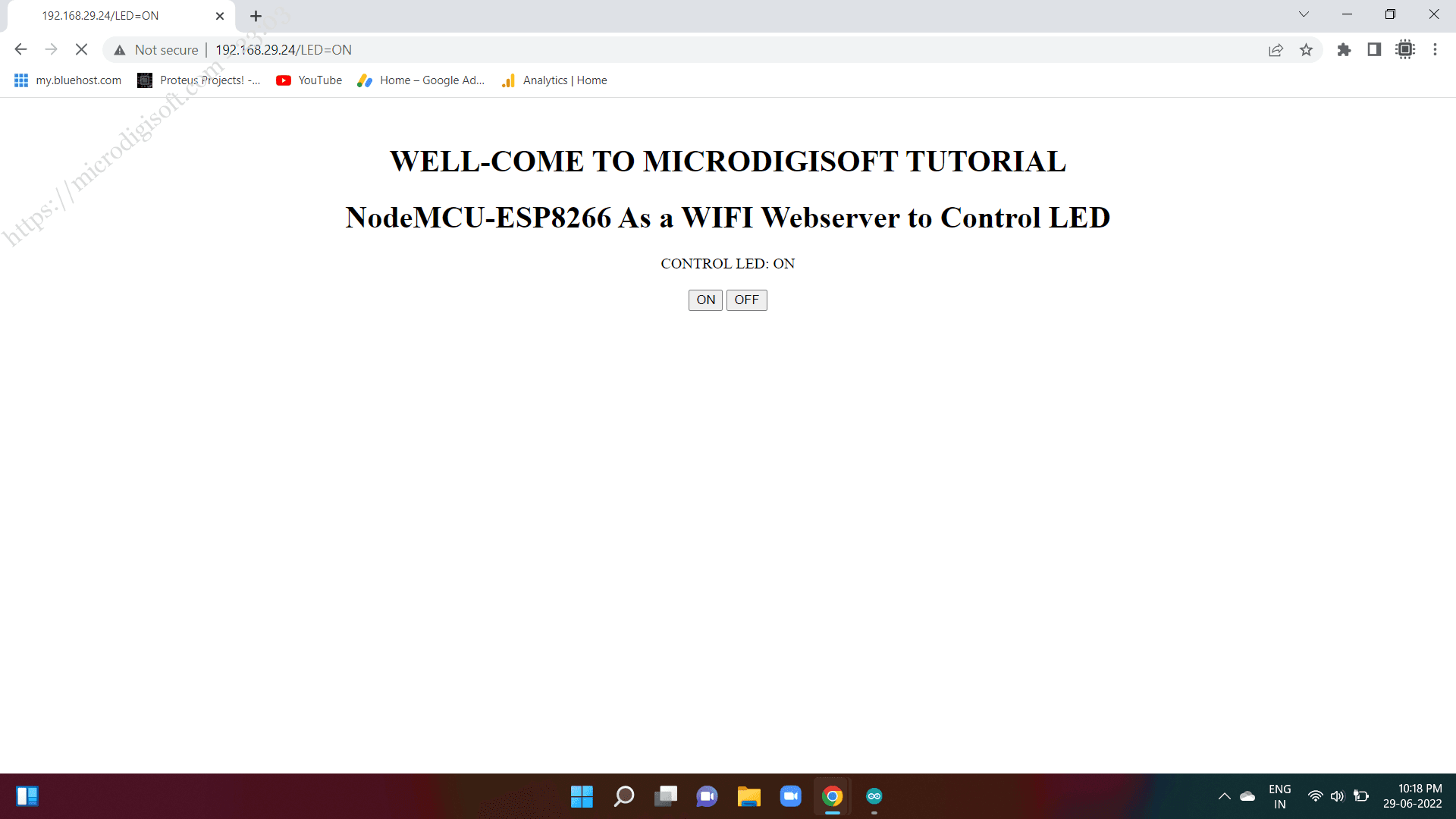 Esp8266 Nodemcu Webserver To Control Led From Webpage