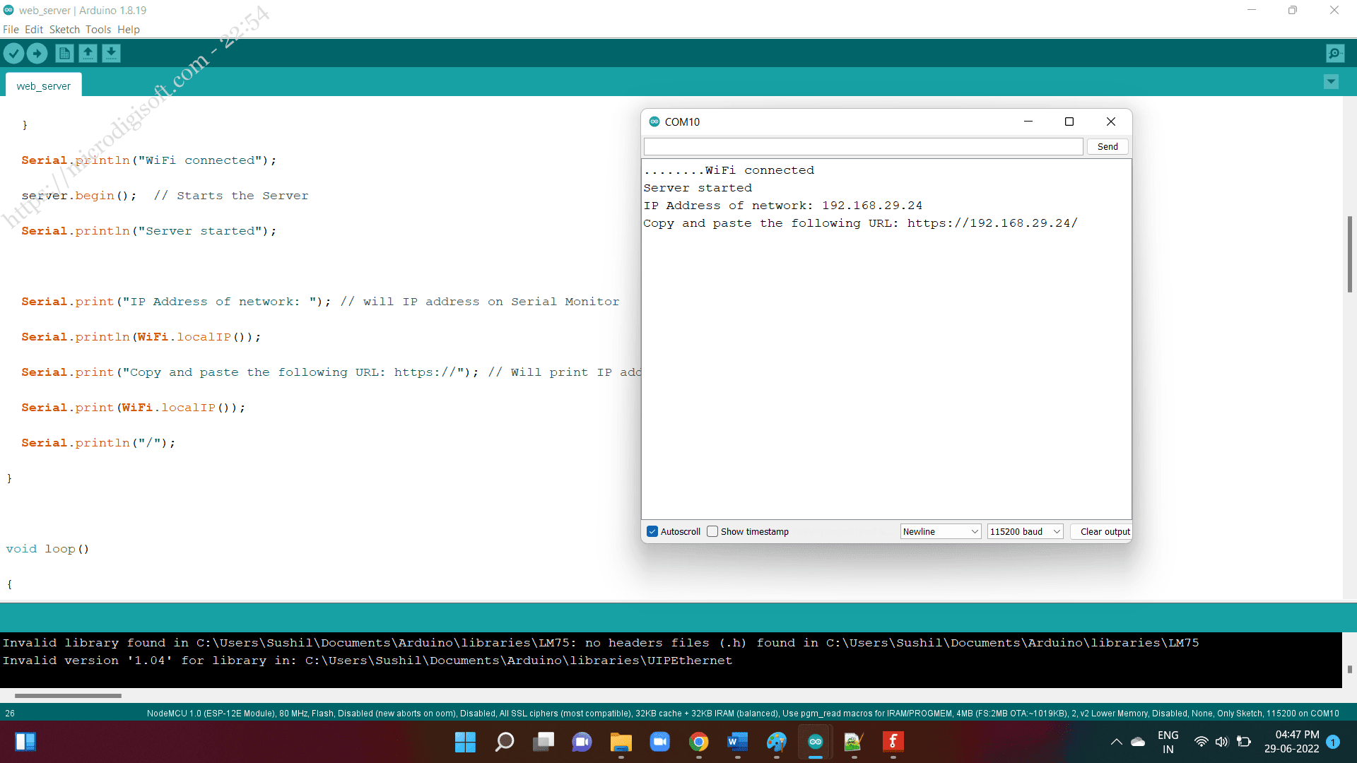 ESP8266-NodeMCU Web Server to Control LED from Webpage | microdigisoft.com