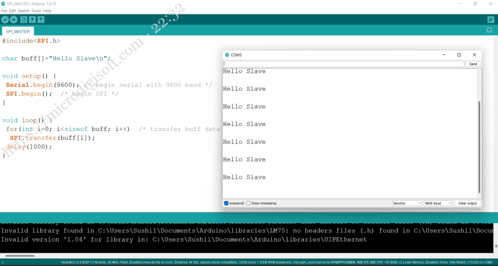 Esp8266 Nodemcu Spi Communication With Arduino Ide