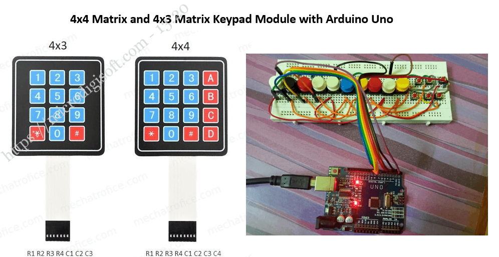 4×4 Matrix and 4×3 Matrix Keypad Module with Arduino Uno