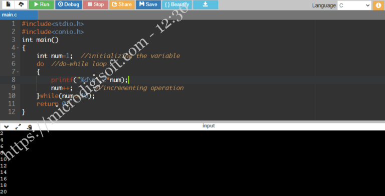 Loops : for, while, do while in Embedded C