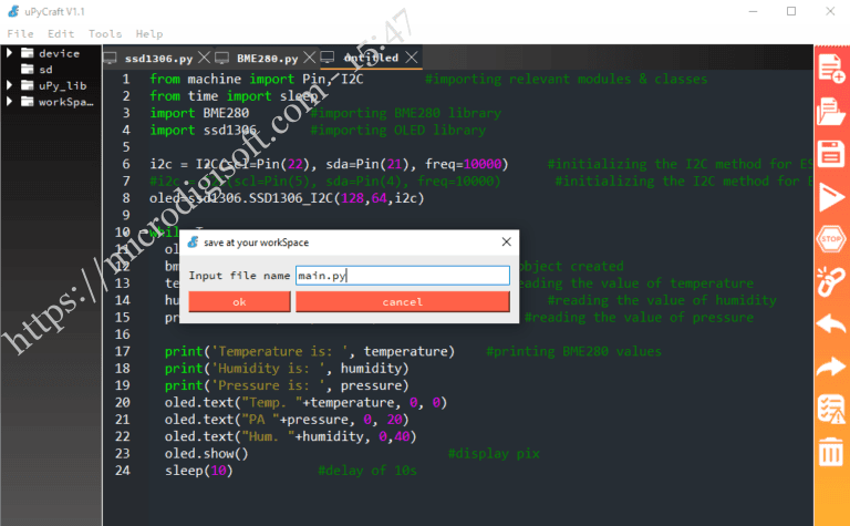 MicroPython-BME280 SSD1306 OLED with ESP32 Using