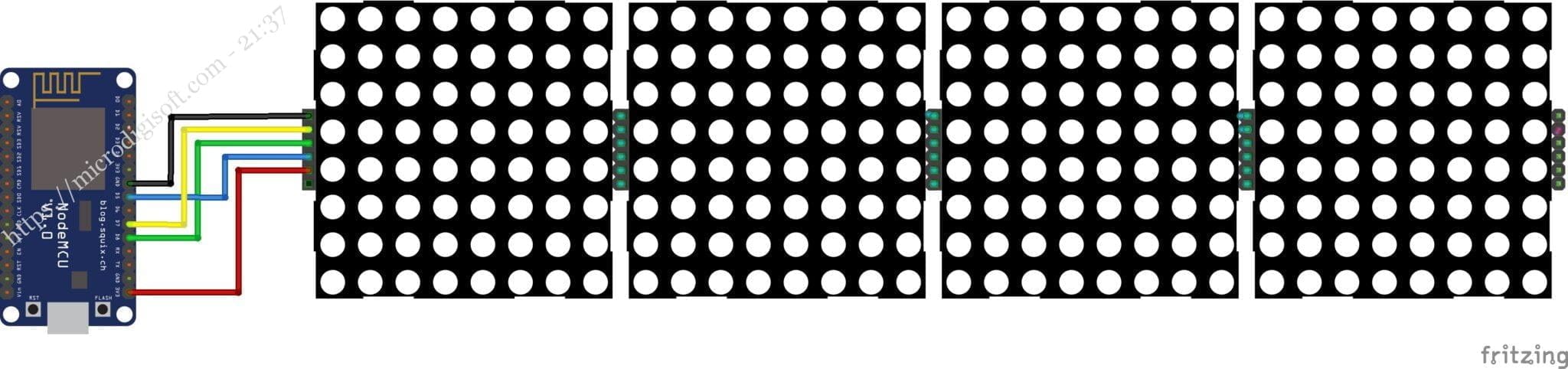 MAX7219 LED Dot Matrix Display with ESP8266 NodeMCU