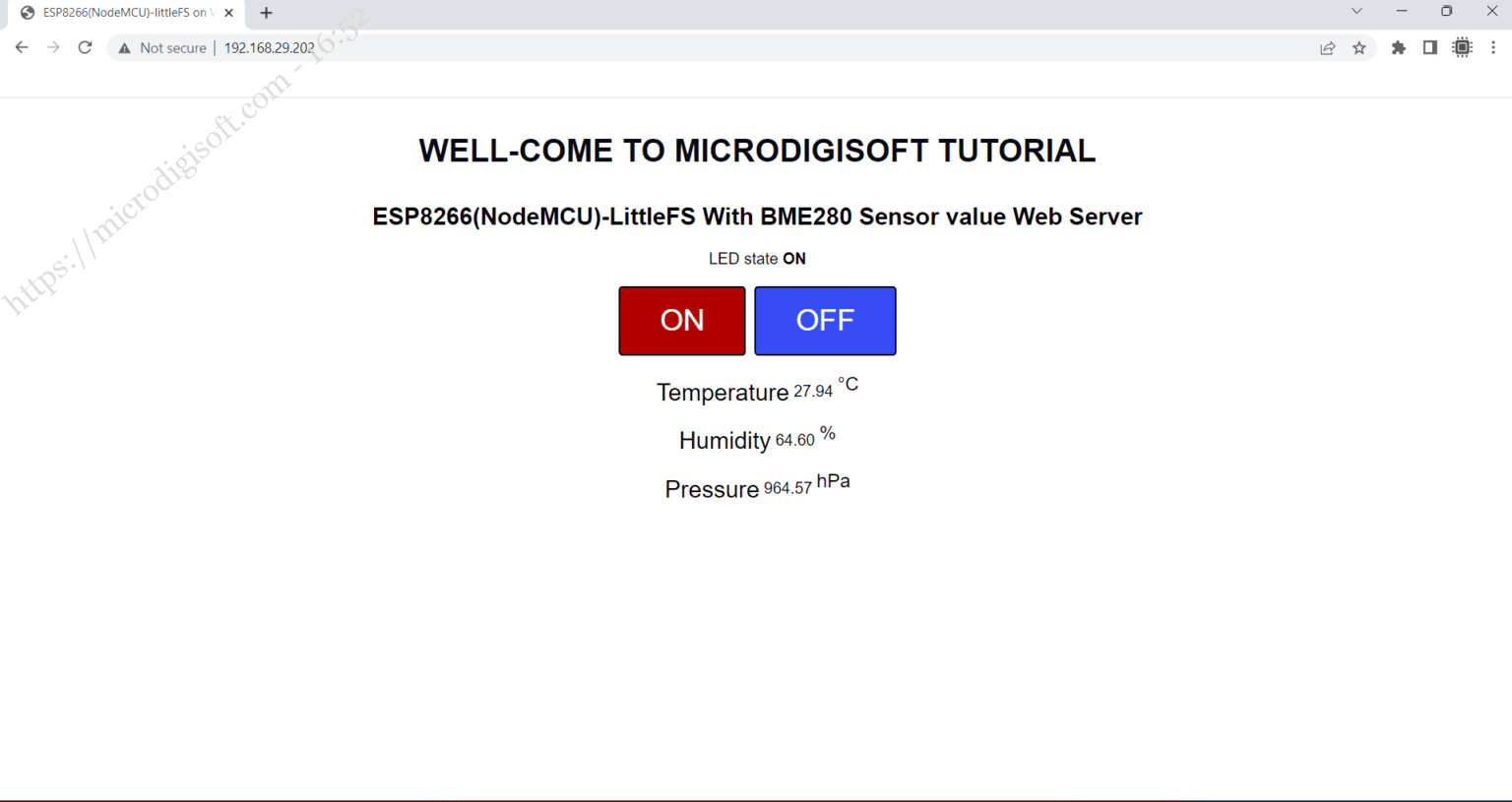 ESP8266 NodeMCU Web Server with LittleFS | microdigisoft.com