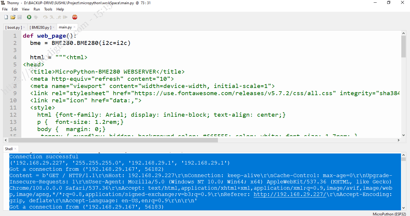 Micropython Bme280 Web Server With Esp32esp8266 7931