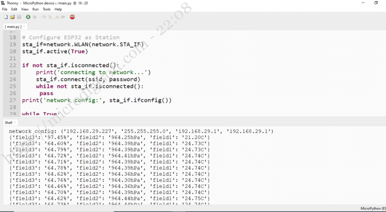 MicroPython-ESP32 Send Sensor Readings to ThingSpeak -BME280