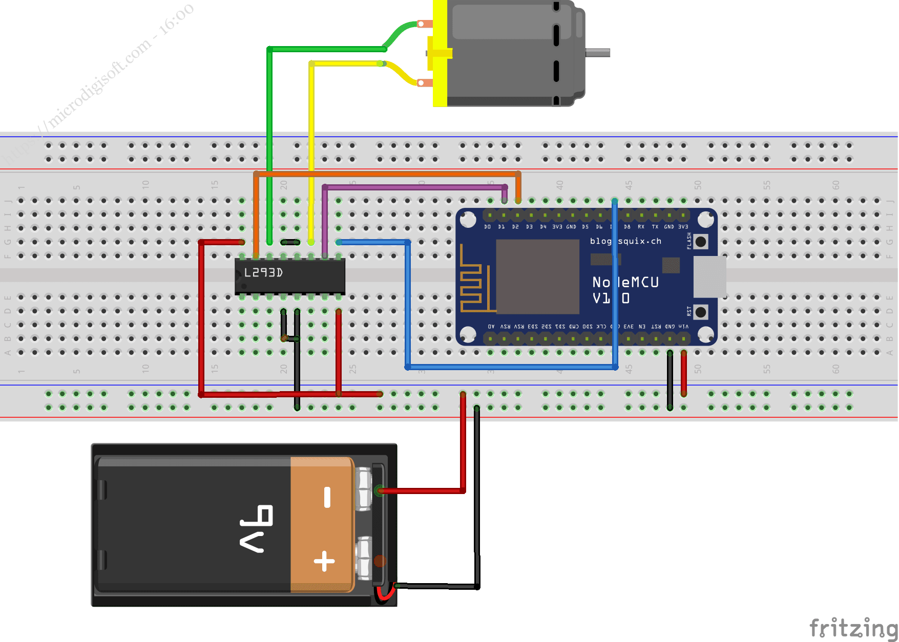 Interface L298N DC Motor Driver IC with ESP8266 NodeMCU