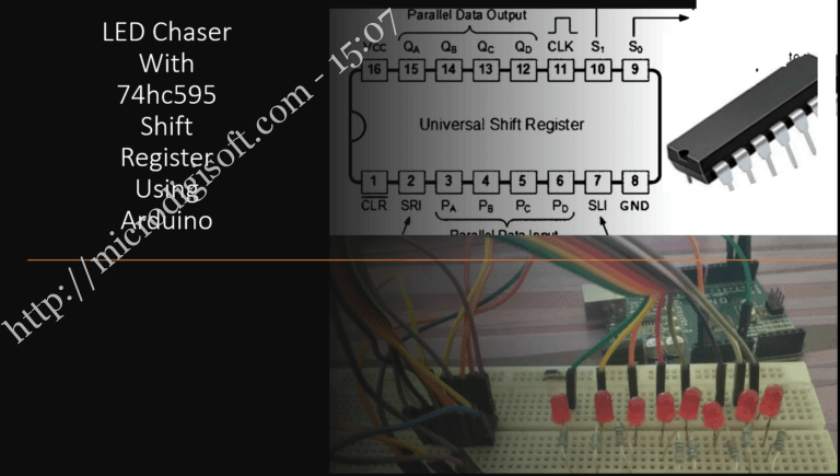 LED Chaser With 74HC595 Shift Register Using Arduino