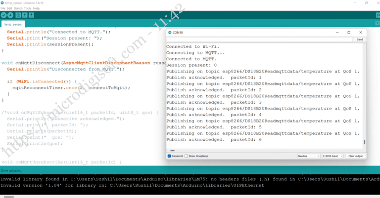 ESP8266 NodeMCU DS18B20 Web Server With MQTT