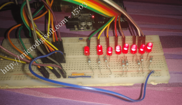 LED Chaser With 74HC595 Shift Register Using Arduino
