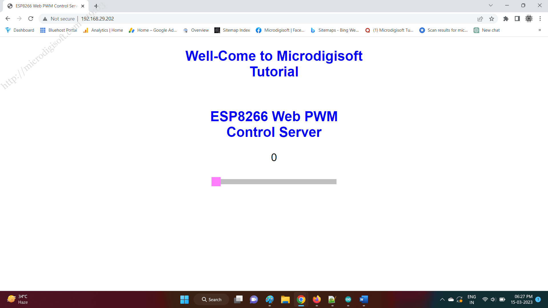 Nodemcu Esp8266 Web Server Control Led Brightness Pwm