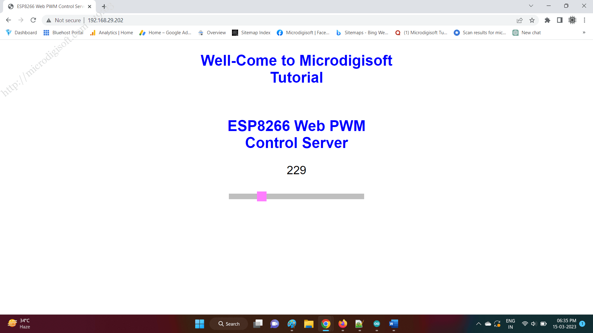ESP8266 NodeMCU WebServer Control LED Brightness (PWM)