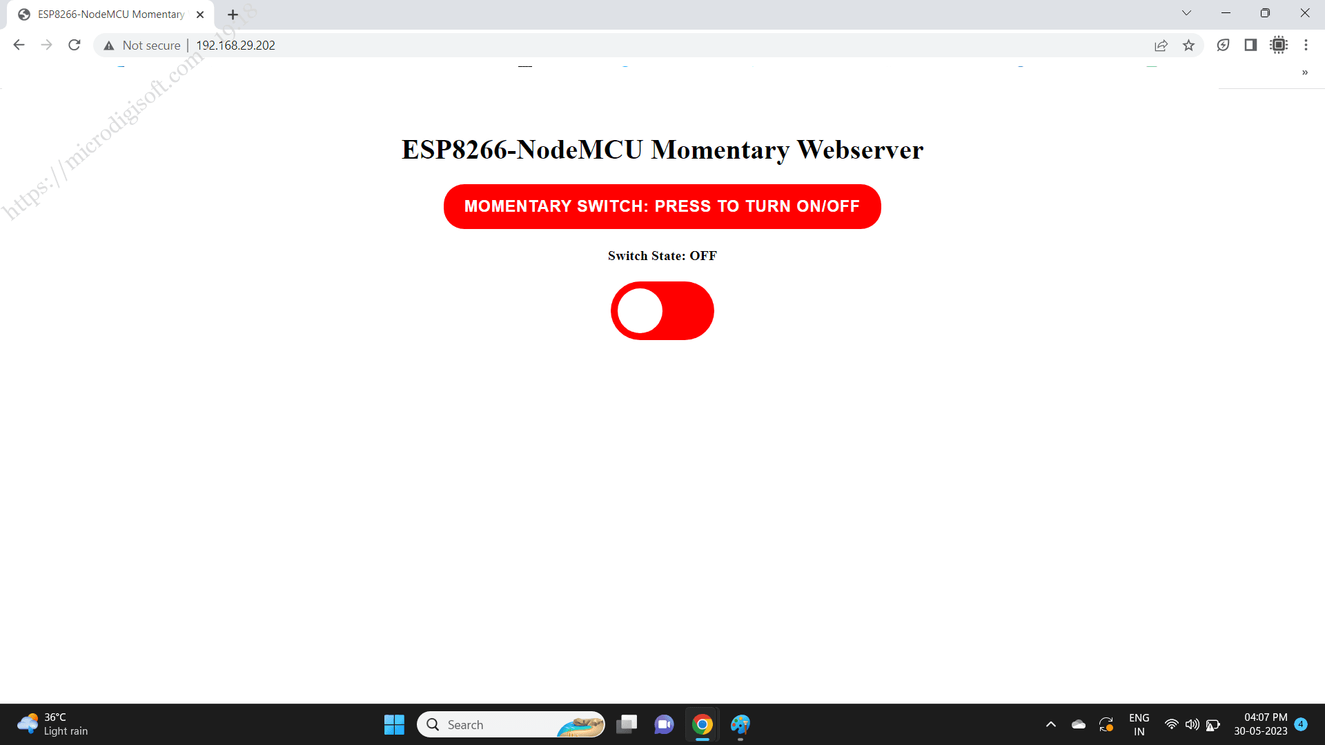 ESP8266 NodeMCU Momentary Switch on Web Server