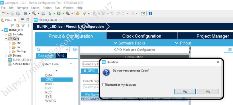 Getting Started with STM32 Blue Pill using STM32CubeIDE: Blinking LED