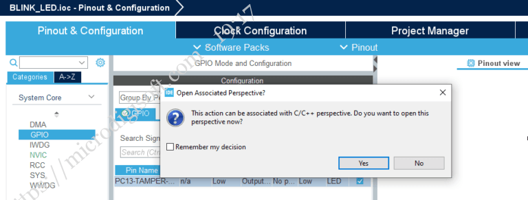 Getting Started with STM32 Blue Pill using STM32CubeIDE: Blinking LED