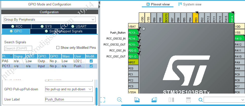 Reading Push Button With Stm32f103 Nucleo 64 Using Stm32cubeide