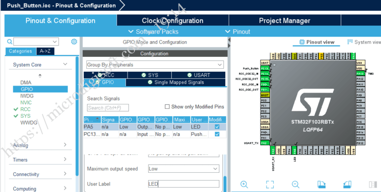Reading Push Button with STM32F103 Nucleo-64 using STM32CubeIDE