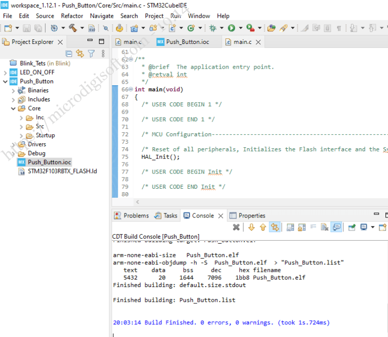 Reading Push Button with STM32F103 Nucleo-64 using STM32CubeIDE