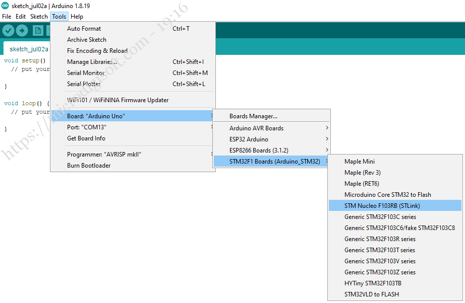 Getting Started With Stm32 Nucleo 64 Stm32f103 Using Arduino Ide 0706