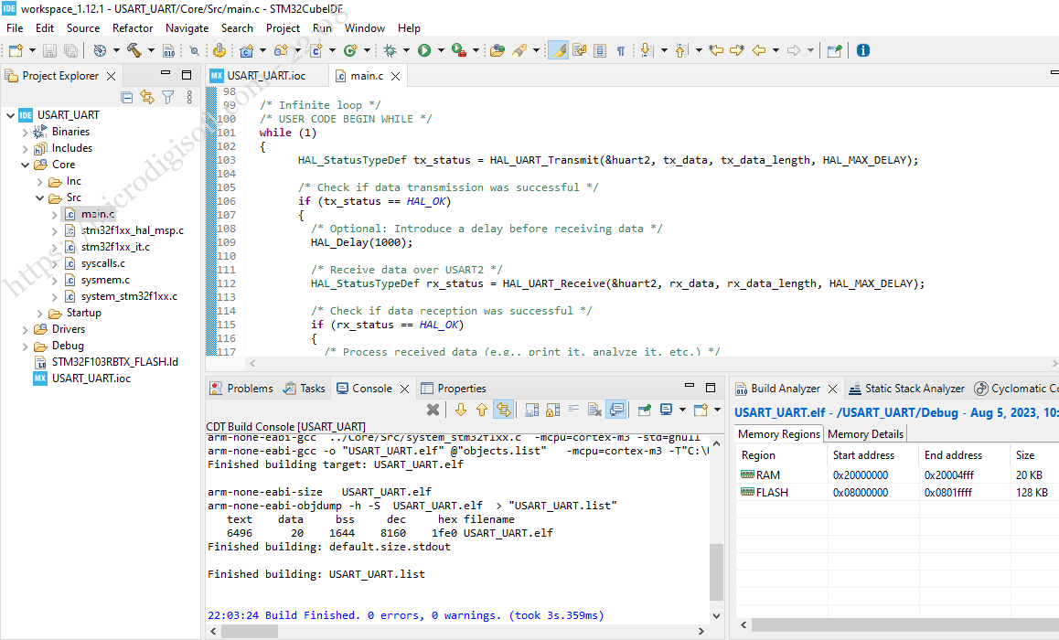 UART USART Direct Memory Access (DMA) STM32F103 Nucleo-64