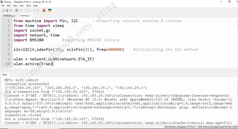 Raspberry Pi Pico W Weather Station with BME280 and MicroPython