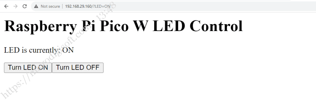 Raspberry Pi Pico W: LED Control Using a Webserver