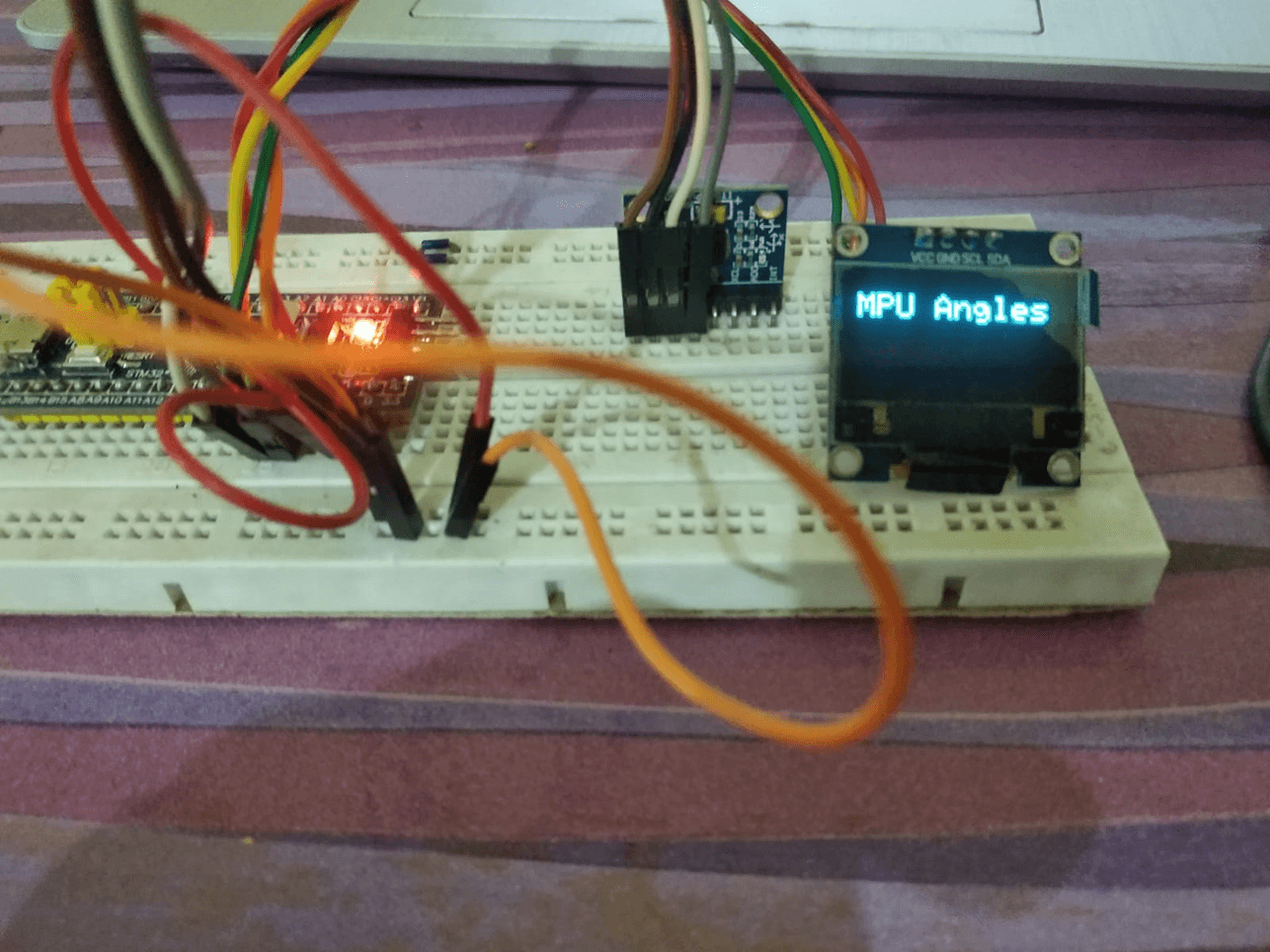 MPU6050 and SSD1306 OLED Display with STM32 Board.