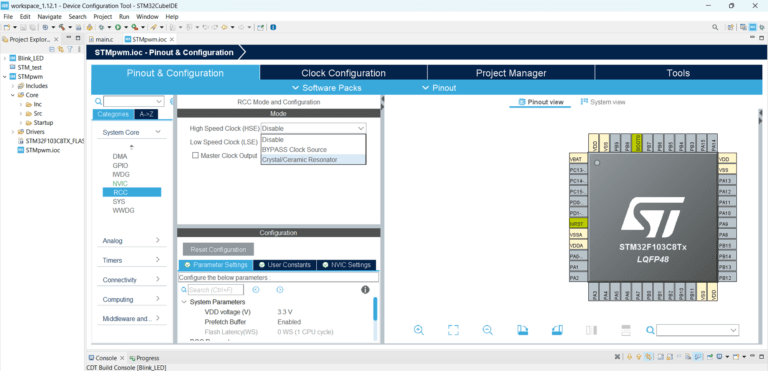 GPIO Input and Output Mode Configuration in STM32 Controll