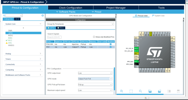 Gpio Input And Output Mode Configuration In Stm32 Controll