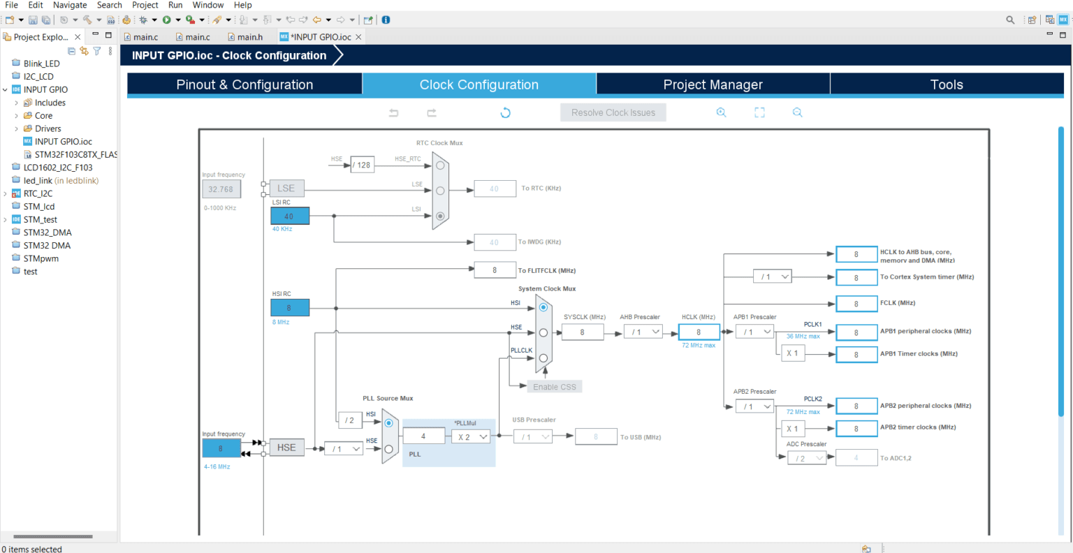 GPIO Input and Output Mode Configuration in STM32 Controll